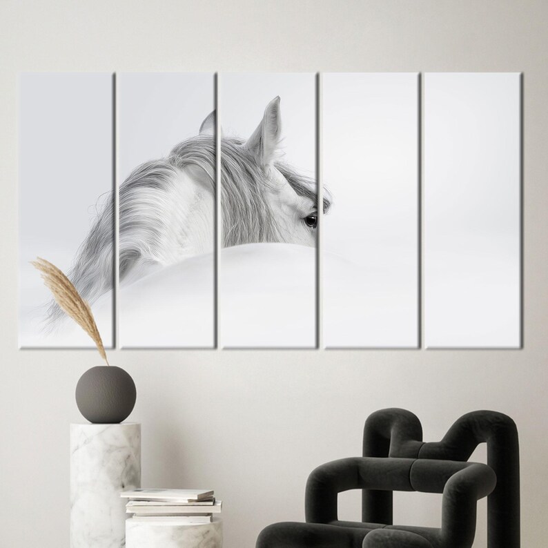 Personalized White Horse Canvas Art: 3D Wall Decor, Horse Lover Gift - Etsy