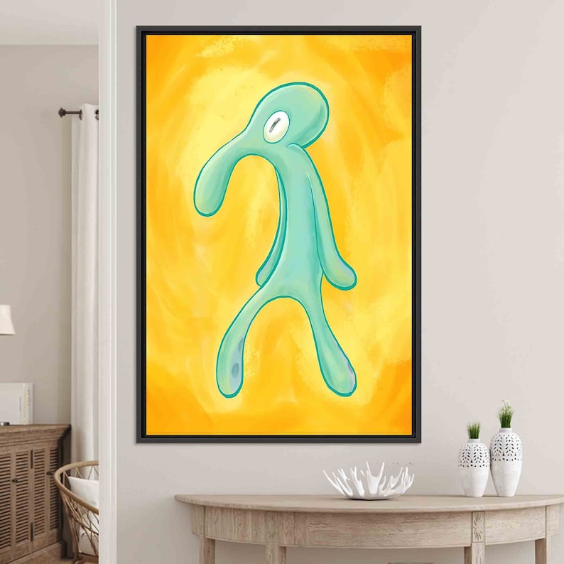 Squidward Painting Canvas, Modern Wall Decoration, Bold and Brash 3D ...