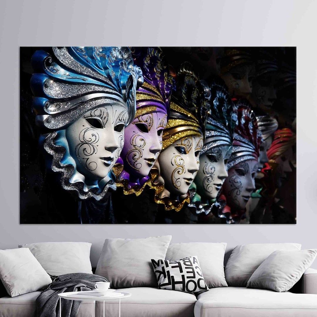 Venice Carnival Art Glass, Modern Wall Decoration, Venetian Mask Glass ...