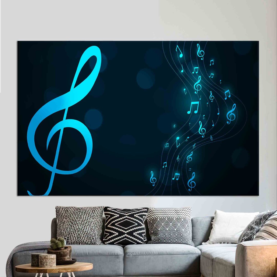 Treble Clef Art Decoration, Music Wall Decoration, Blue Canvas Decor ...