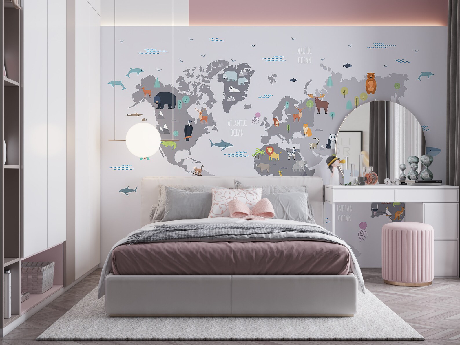 Educational Paper Craft World Map With Animals Mural Kids - Etsy