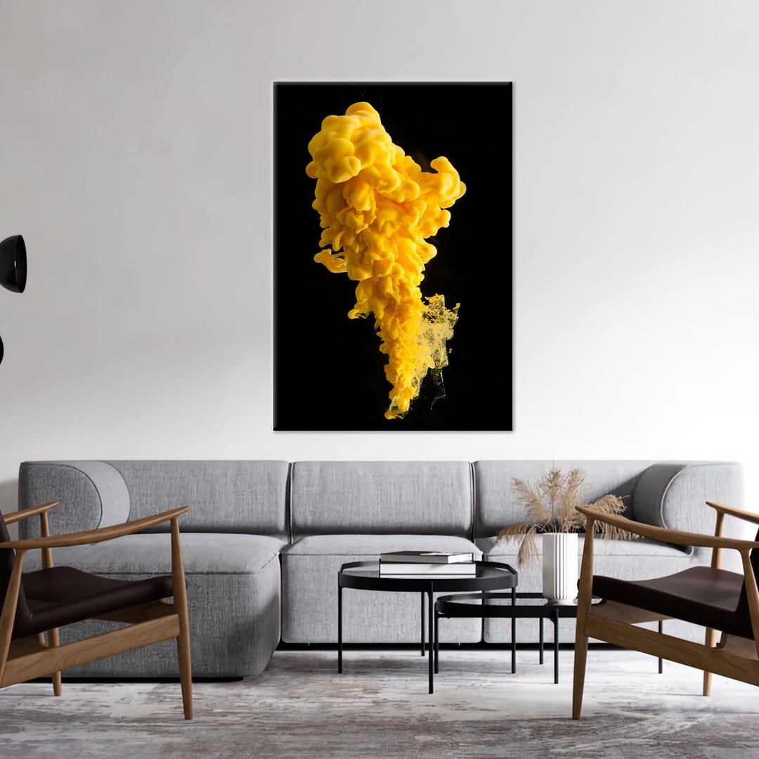 Yellow Smoke Tempered Glass Wall Art: Modern Home Decor - Etsy