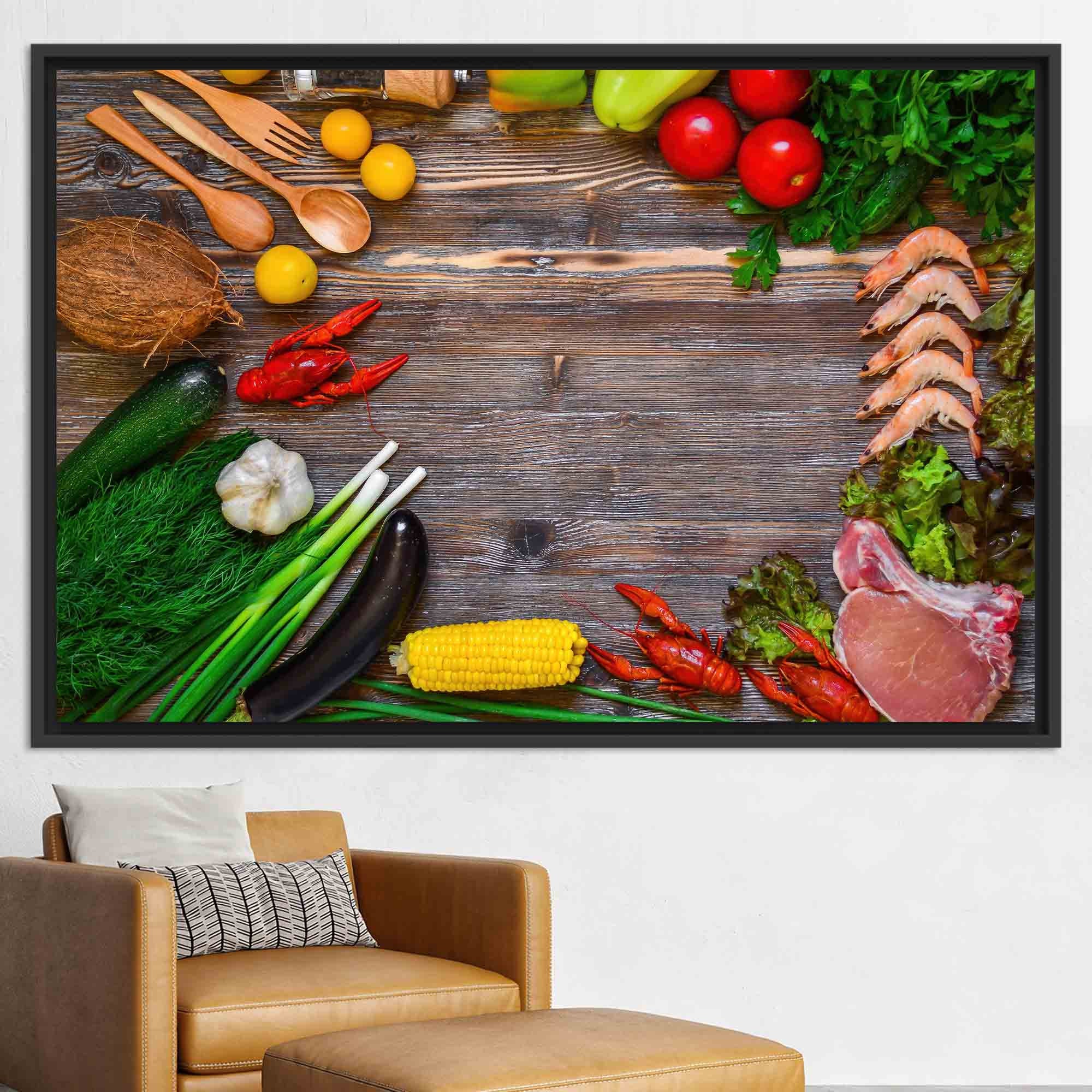 Food Wall Decor, Colorful Wall Art, Vegetables Canvas, Tempered Glass ...