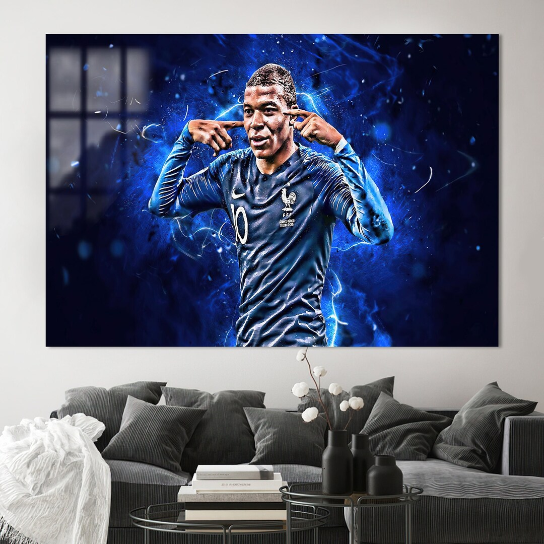 Mbappe Lover Gift Decor, Motivation Glass Wall Art, Mbappe Canvas ...
