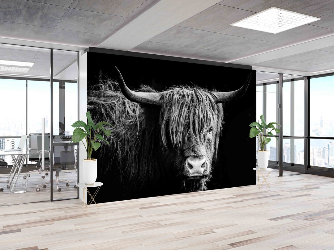 Ox Wall Print, Animal Digital Paper, Bison Mural, Wall Paper Peel and ...