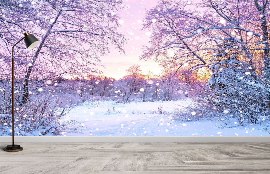 Snow Wall Mural, View Wall Poster, Nature Landscape Paper Craft, Snow ...