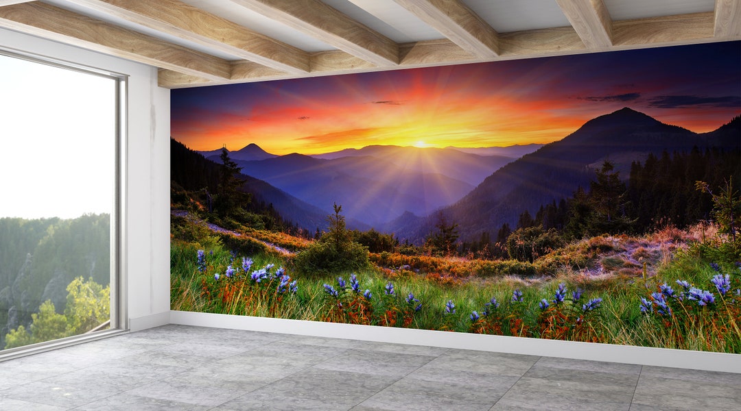 Colorful Paper Art, Landscape Wallpaper Panels, Room Wall Decor, Gift ...