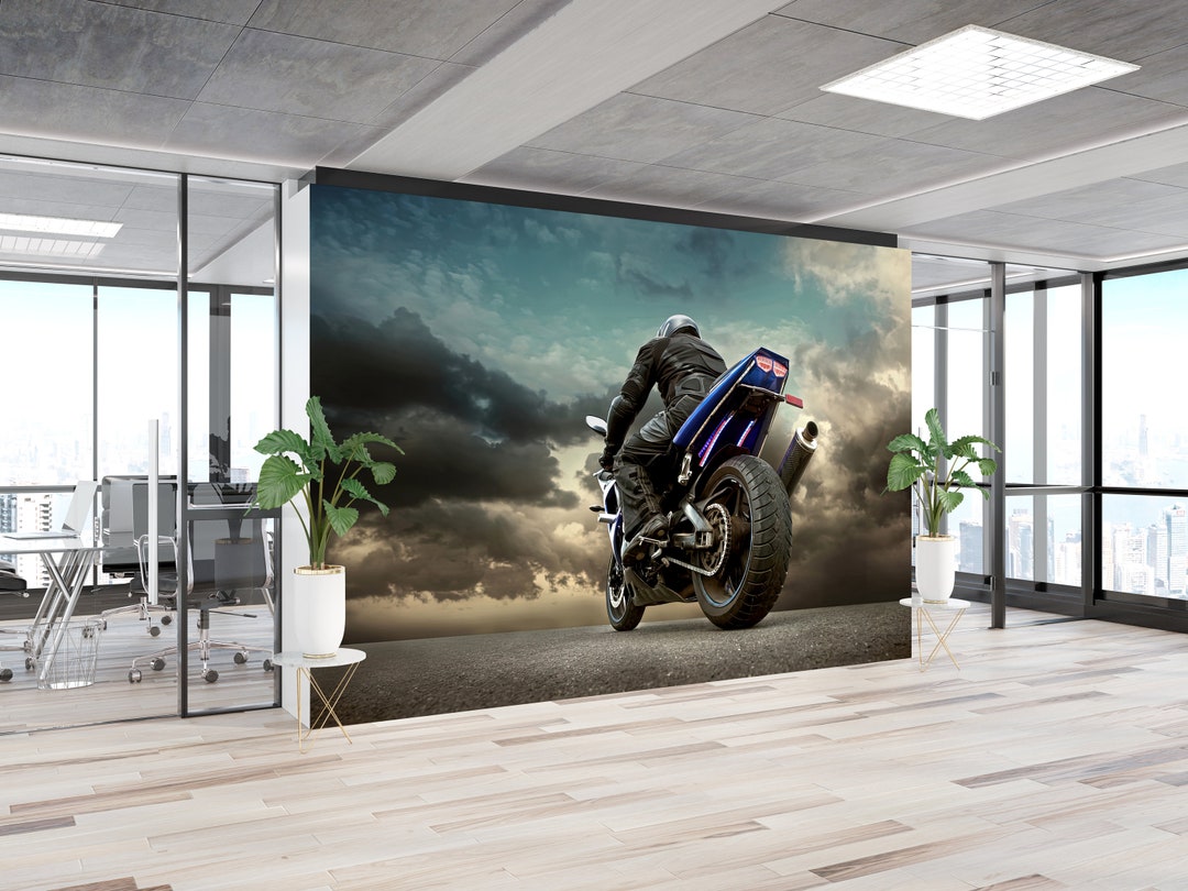 Garage Wall Mural, Motorcycle Lover Gift Wall Poster, Motorcycle Wall ...