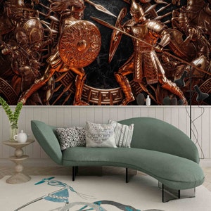 Spartan Warrior Wallpaper: Game Room Paper Art - Etsy