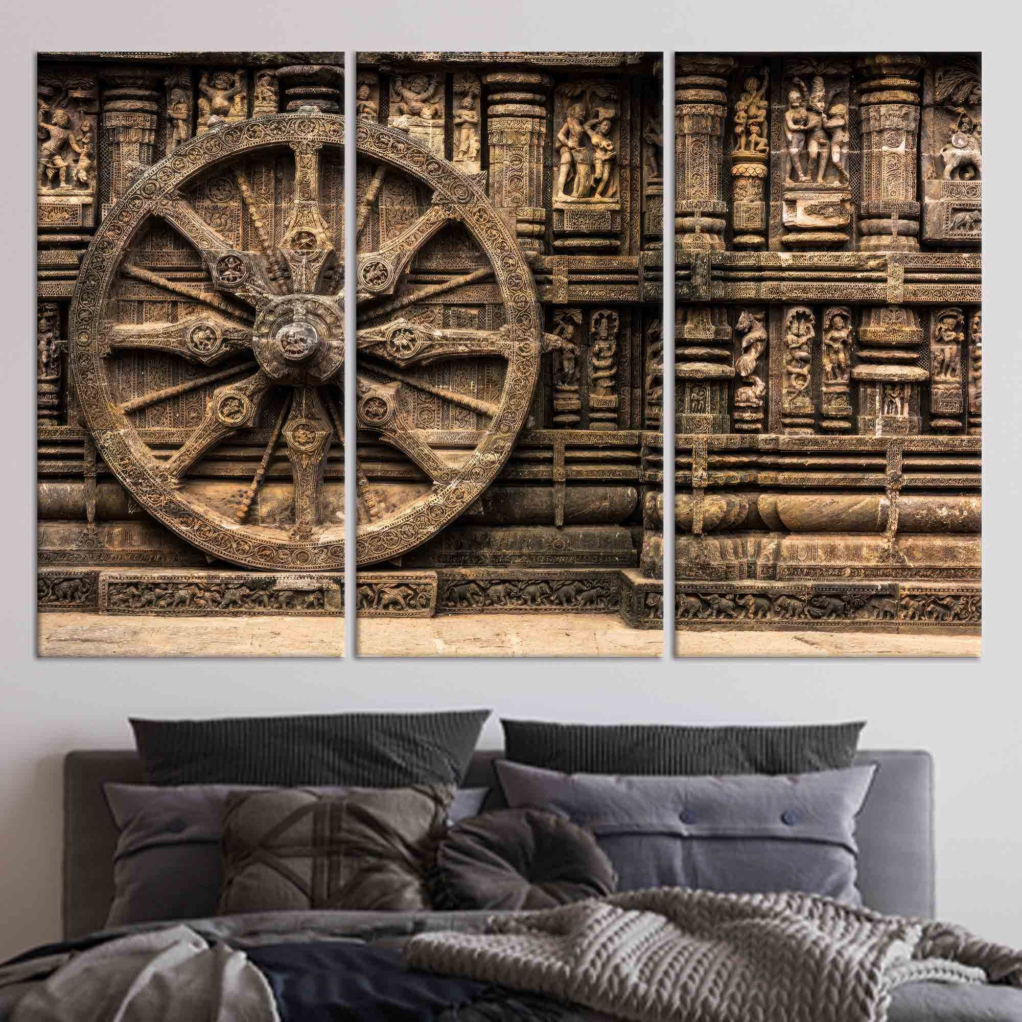 Konark Sun Temple Art: Indian Chakra Wall Decor, Tempered Glass - Etsy