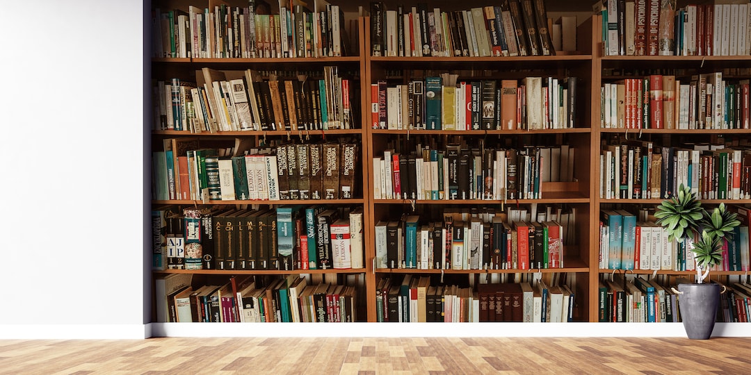 Library Wallpaper, Book Wall Decor, Modern Digital Paper, Gift for Him ...