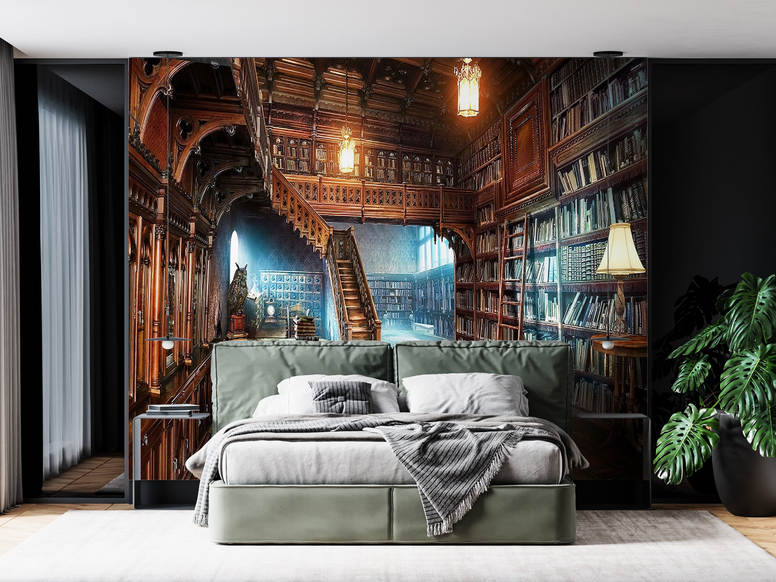 Library Wallpaper Mural: 3D Papercraft Books, Custom Size Self-adhesive ...