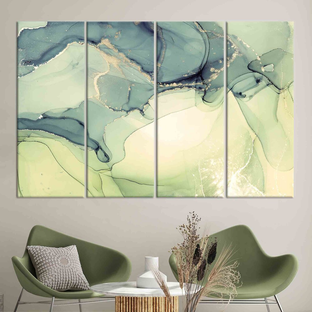 Green Marble Wall Art, Sold Marble Artwork, Green Tones Marble Poster ...