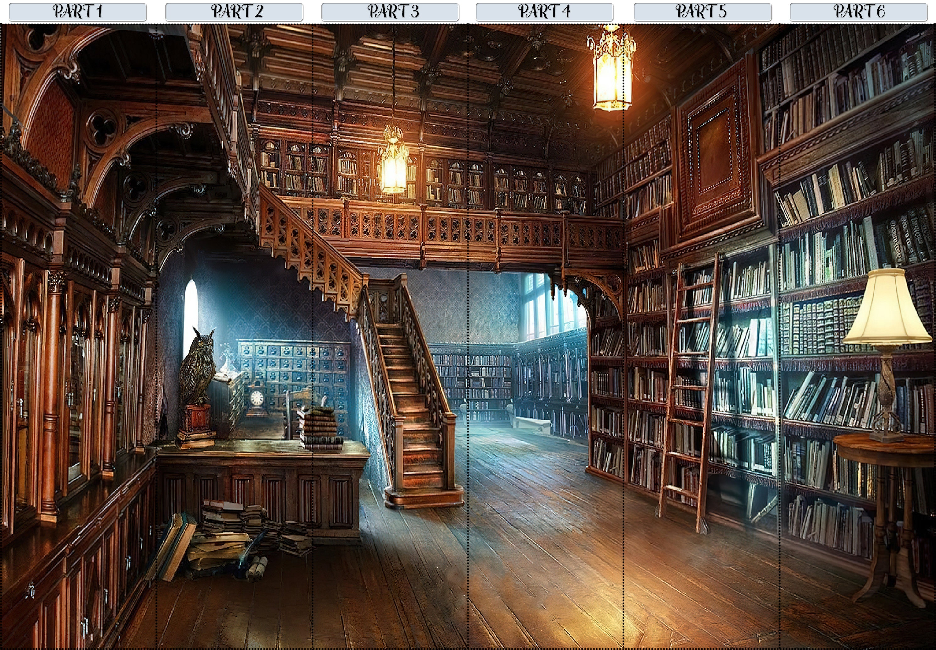 Library Wallpaper Mural: 3D Papercraft Books, Custom Size Self-adhesive ...