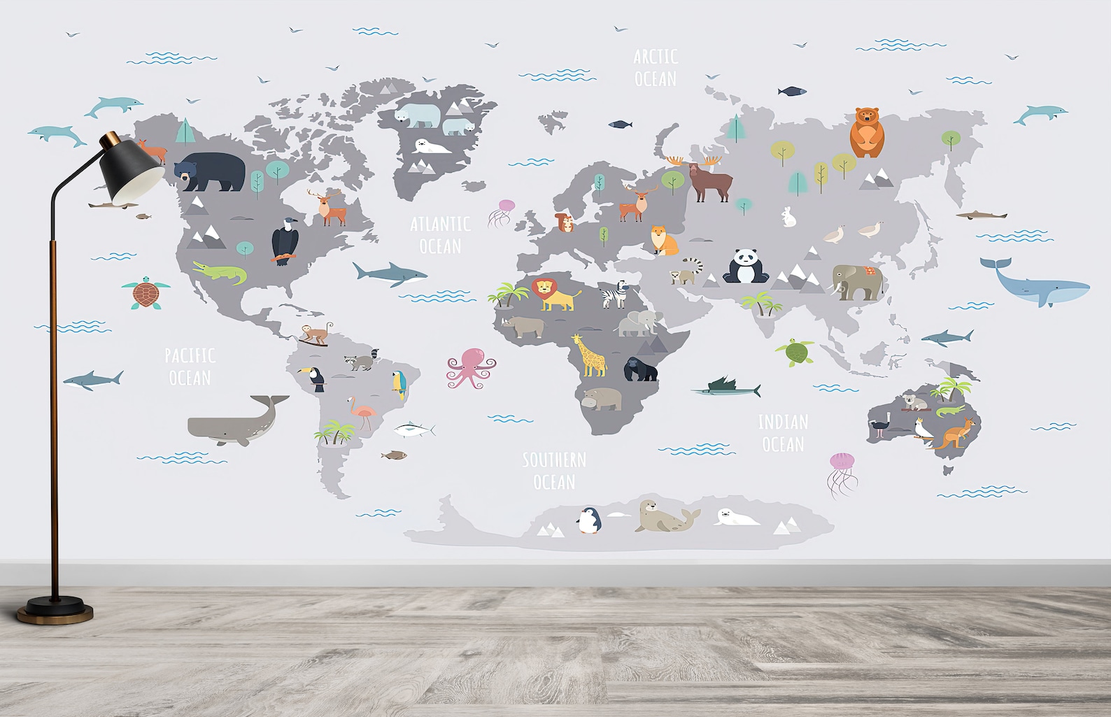 Educational Paper Craft World Map With Animals Mural Kids - Etsy