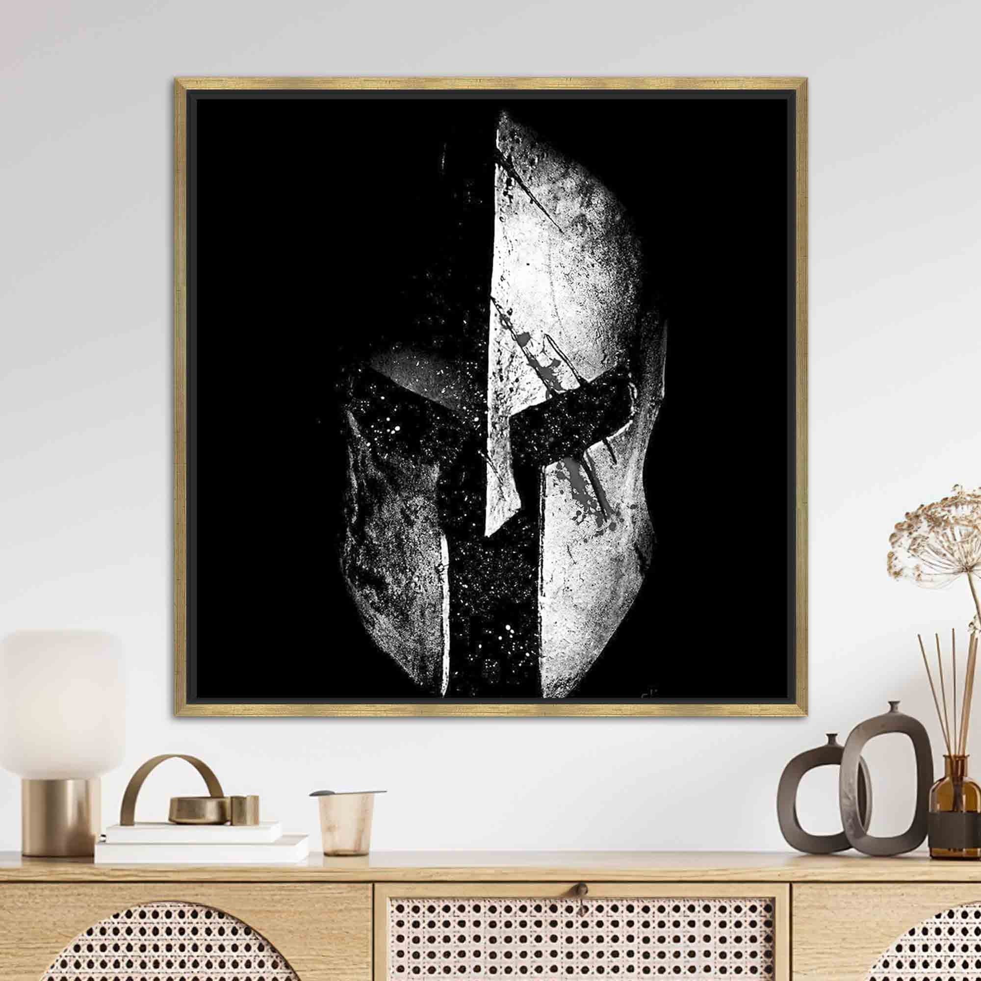 Modern Poster, Spartan Helmet Glass Art, Trendy Canvas, Spartan Helmet ...