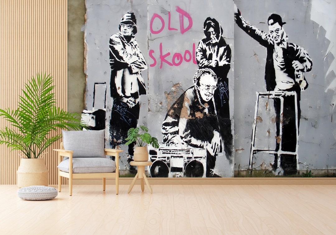 Banksy Old Skool Art Iconic Wallpaper Grannies Wall Paper Old Skoll Wall Poster Graffiti