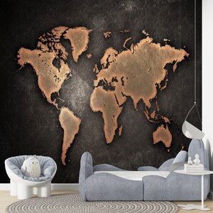 Abstract World Map Digital Paper, Wall Decals Murals, Office Wall ...
