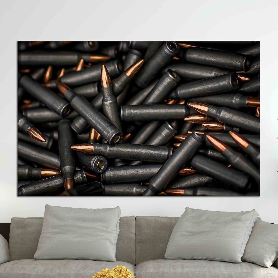 Bullet Wall Art, Man Cave Art, Loft Wall Decor, Modern Art, Black Wall ...