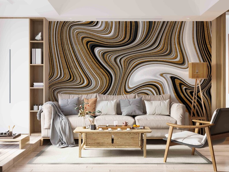 Gold Wall Decals Marble Paper Craft Black Gold and White - Etsy