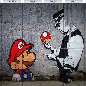 Mario Graffiti Wallpaper: Banksy Style Gaming Room Mural - Etsy