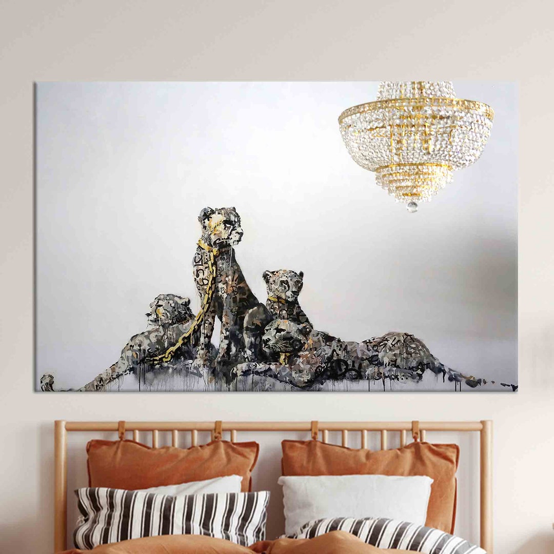 Banksy Leopard Wall Art, Banksy Cheetah Art, Graffiti Glass Decor ...
