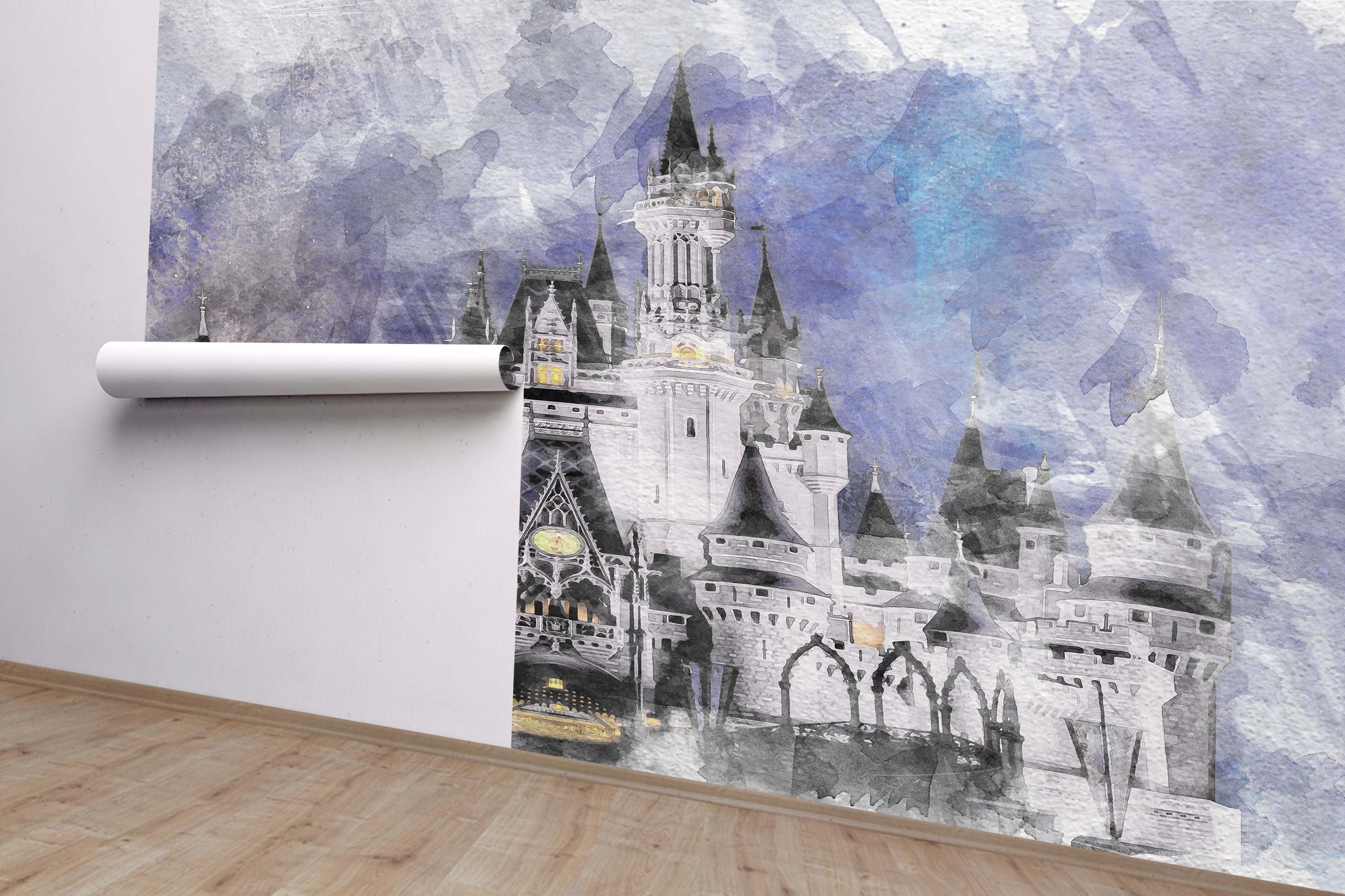 Cinderella Castle Wallpaper Mural: Peel and Stick 3D Wall Art - Etsy