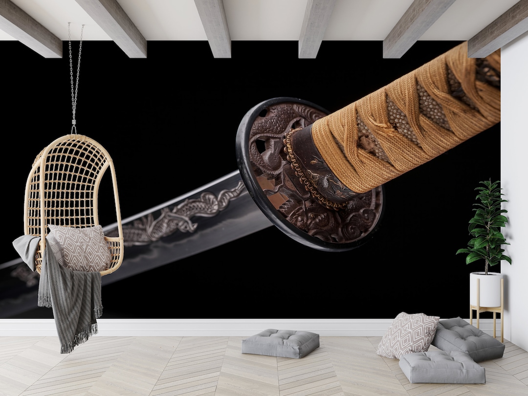 Katana Blade Wall Art, Katana Wallpaper, Asian Katana Wall Art, Modern ...