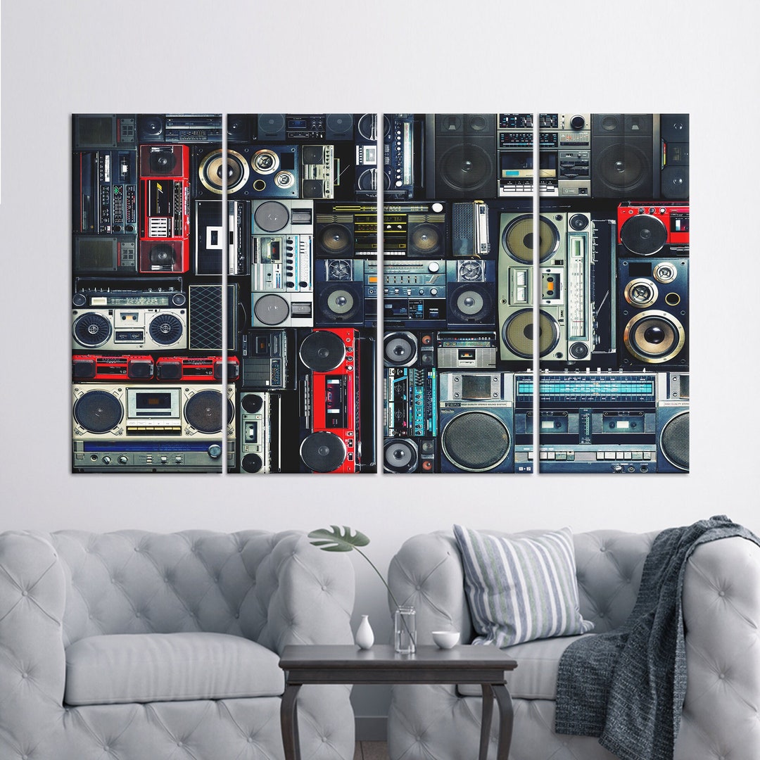 Retro Audio Cassette Canvas, Boombox Glass Decor, Gift for Him, Music ...