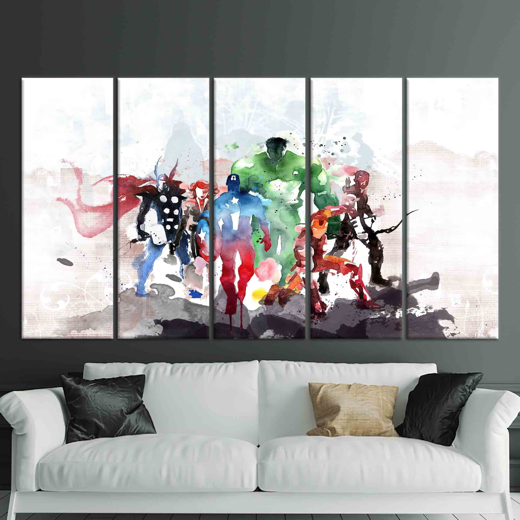 Avengers Watercolor Canvas Art: Kids Room Decor - Etsy