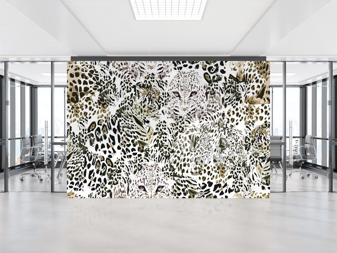 Leopard Print Wallpaper: Safari Animal Wall Art, Vinyl Marble Design - Etsy