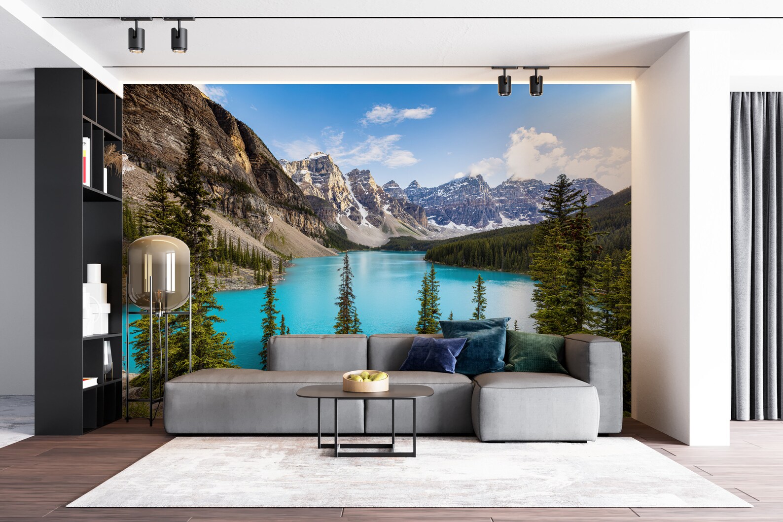 Nature Landscape Mural, View Digital Paper, Moraine Lake Paper Art ...