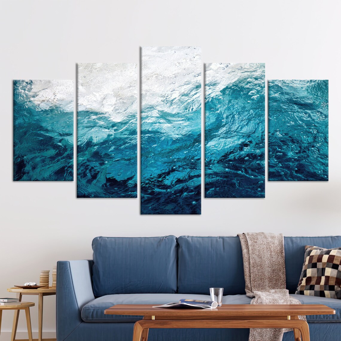 Blue Ocean Water Canvas Art: Abstract 3D Glass Wall Decor - Etsy