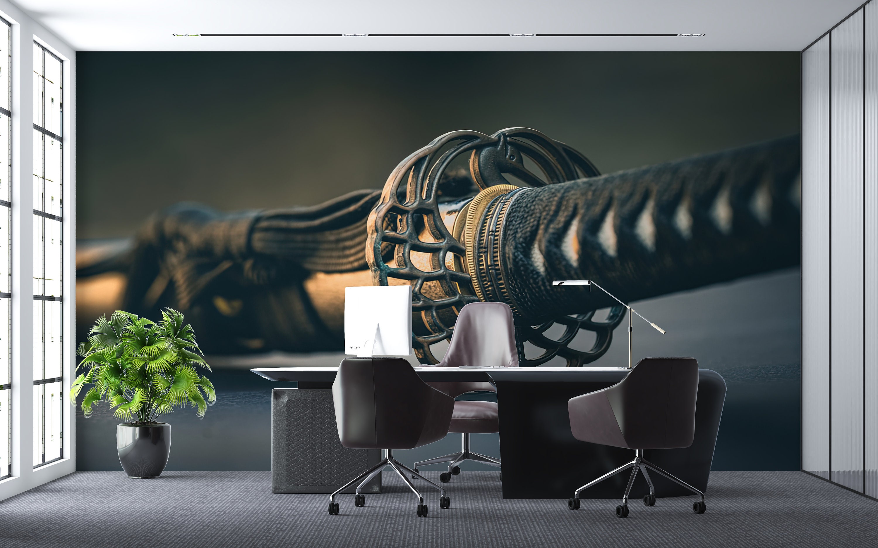 Samurai Katana Sword Wallpaper: Japanese Peel and Stick Wall Mural - Etsy