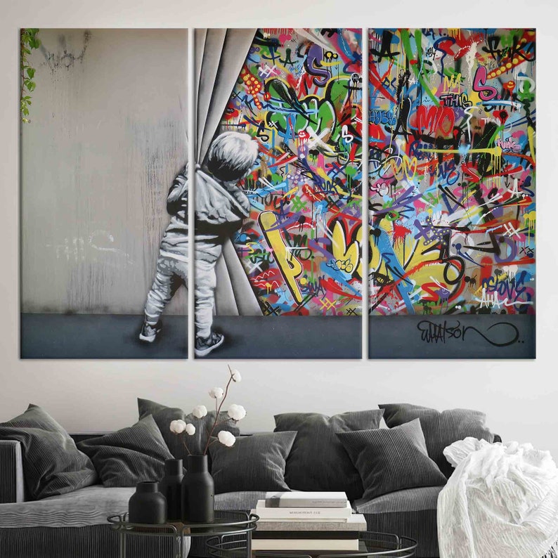 Graffiti Poster, Art, Graffiti Glass Wall Art, Banksy Graffiti Canvas ...