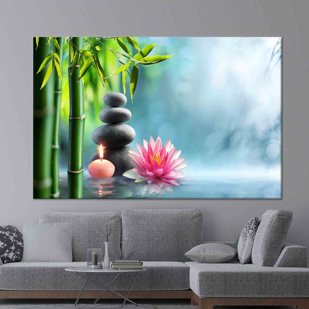 Zen Stones Wall Art, Zen Glass Wall Decor, Modern Canvas Print, Zen ...