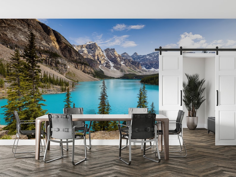 Nature Landscape Mural, View Digital Paper, Moraine Lake Paper Art ...