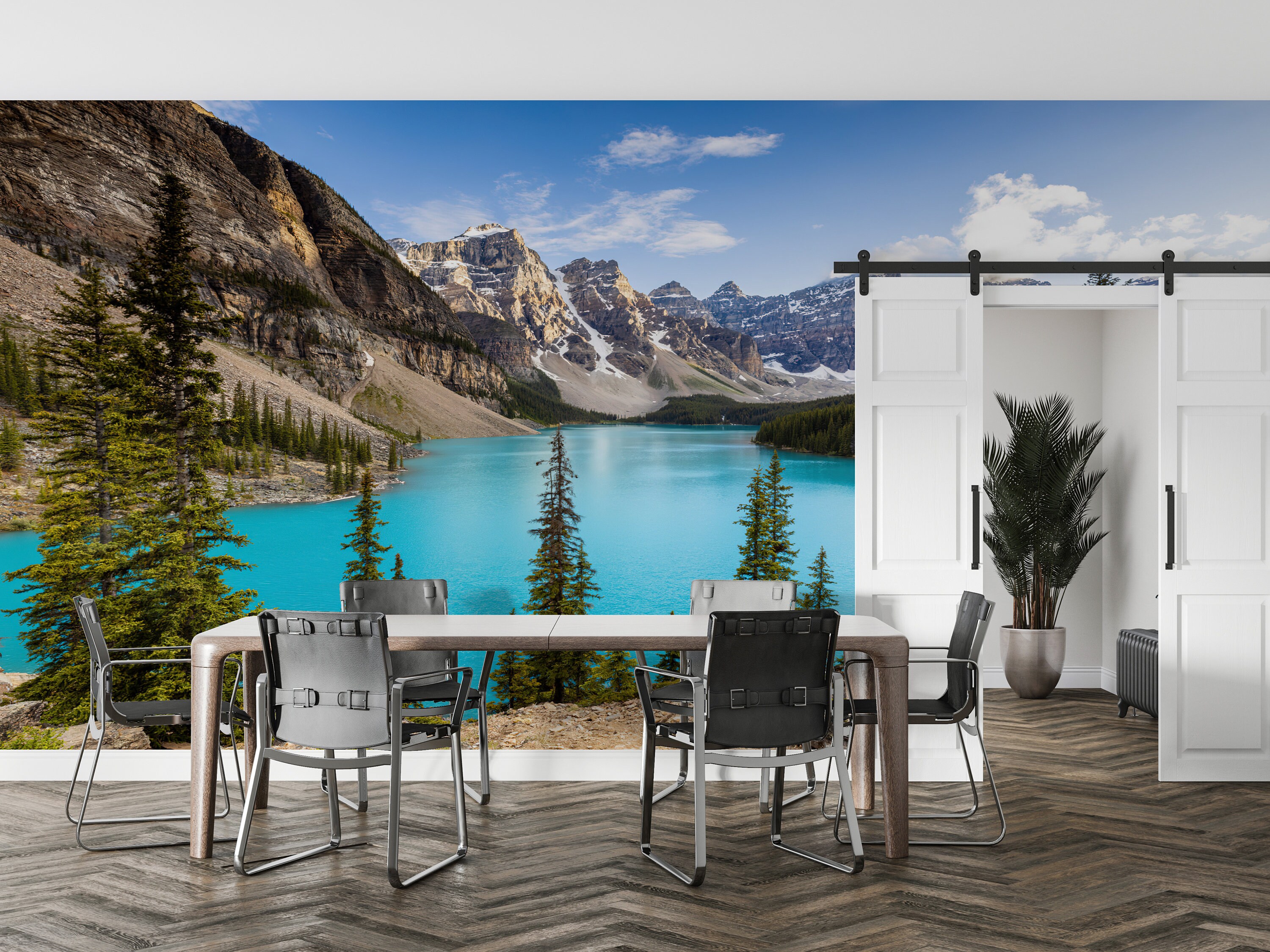 Nature Landscape Mural, View Digital Paper, Moraine Lake Paper Art ...