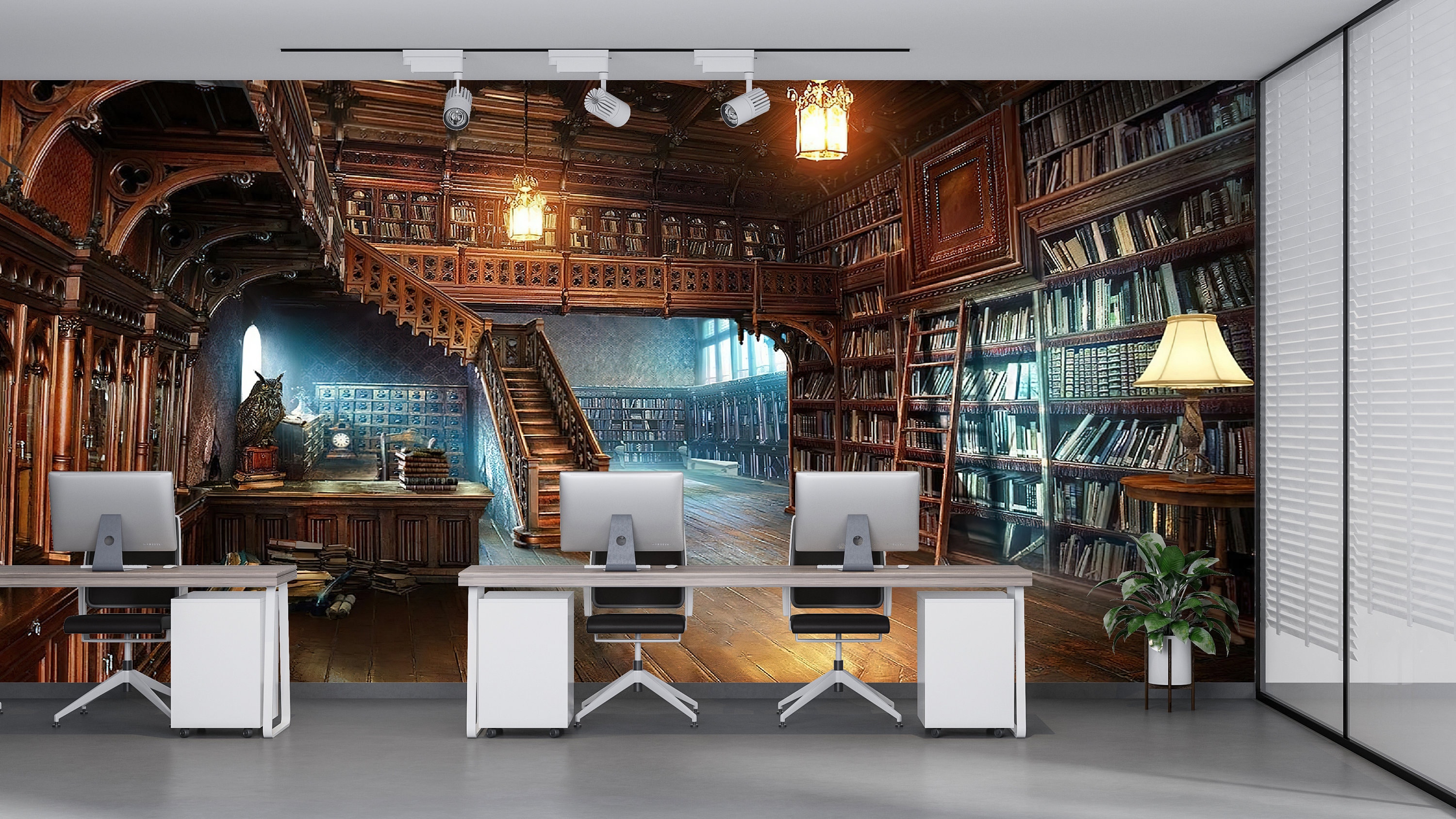 Library Wallpaper Mural: 3D Papercraft Books, Custom Size Self-adhesive ...