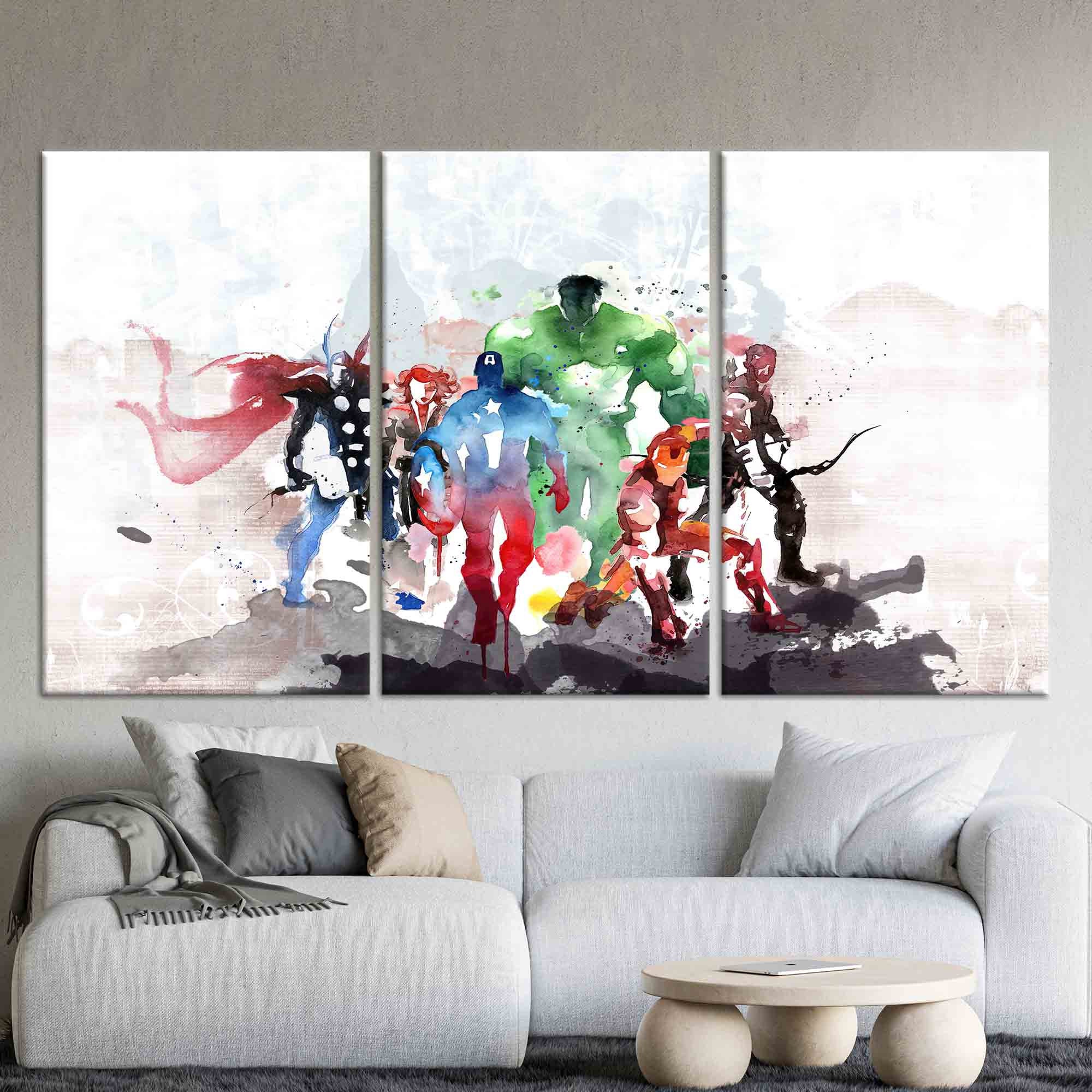 Avengers Watercolor Canvas Art: Kids Room Decor - Etsy