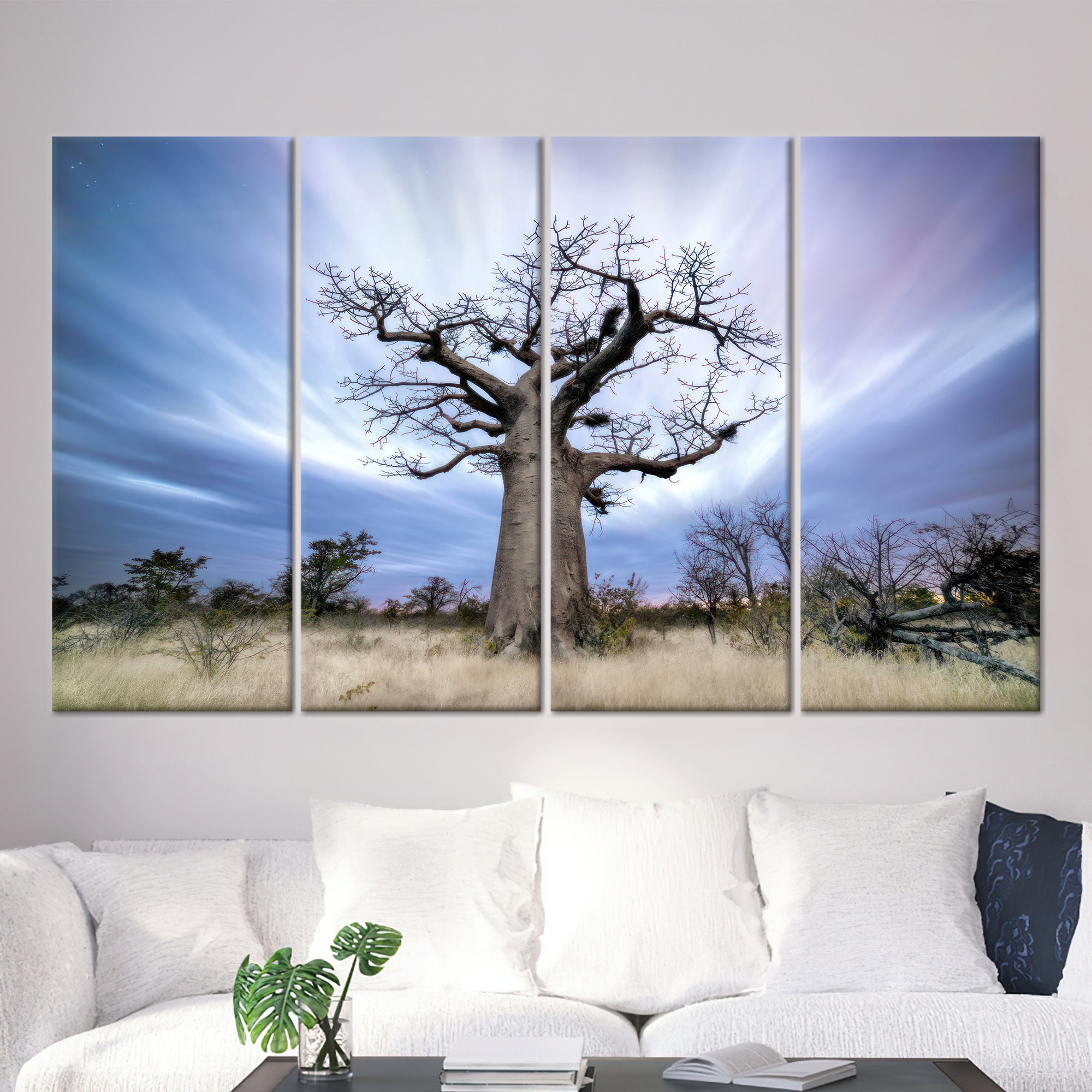 Baobab Tree Art, Big Tree Wall Art, Coastal Wall Art, 3D Canvas Art ...