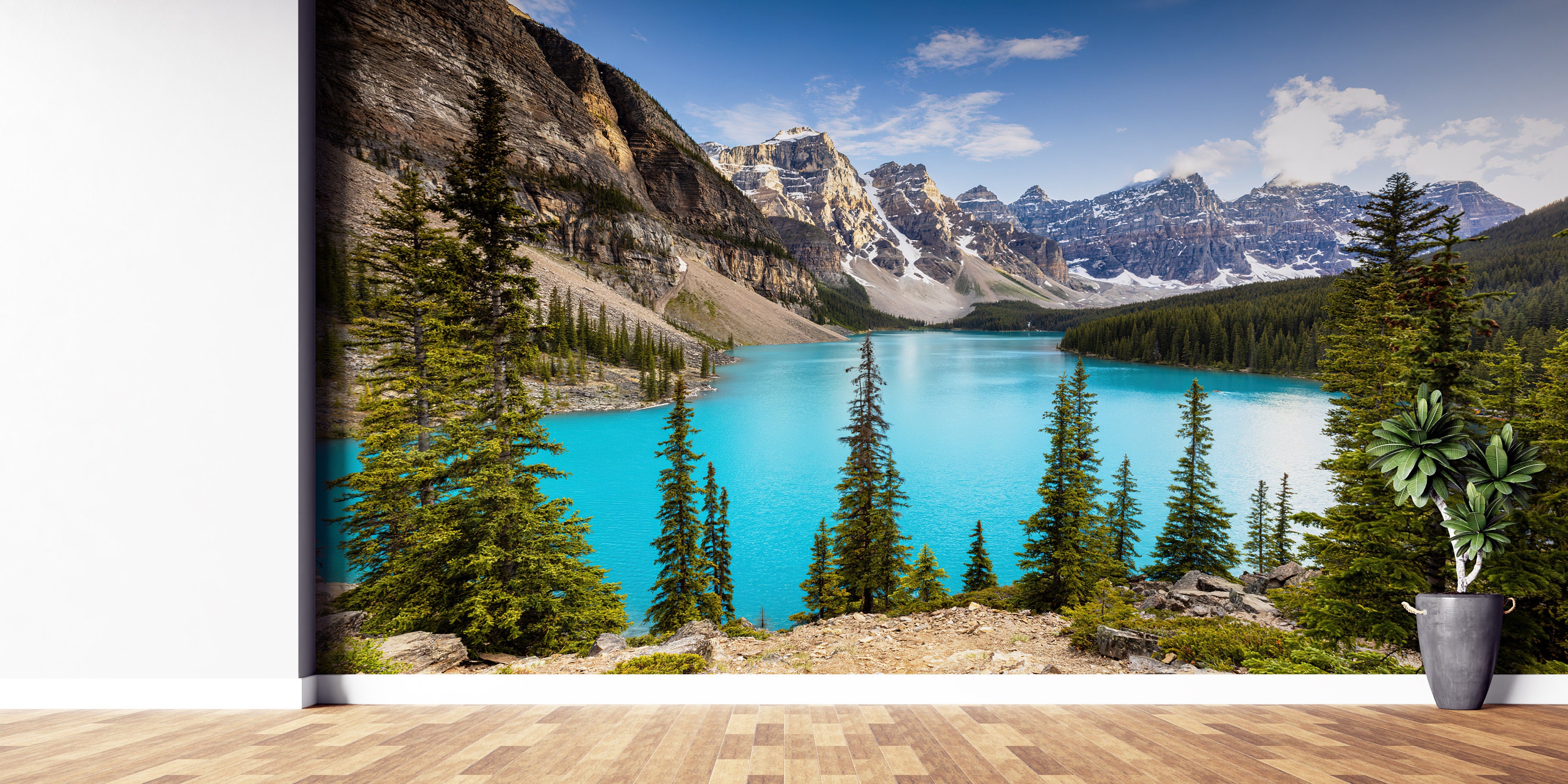 Nature Landscape Mural, View Digital Paper, Moraine Lake Paper Art ...