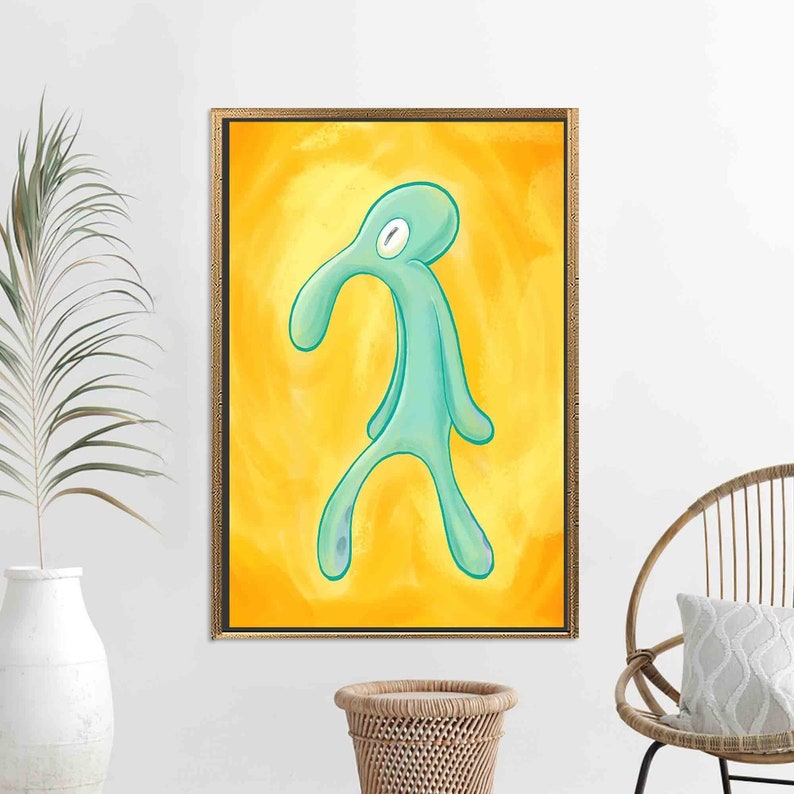 Squidward Painting Canvas, Modern Wall Decoration, Bold and Brash 3D ...