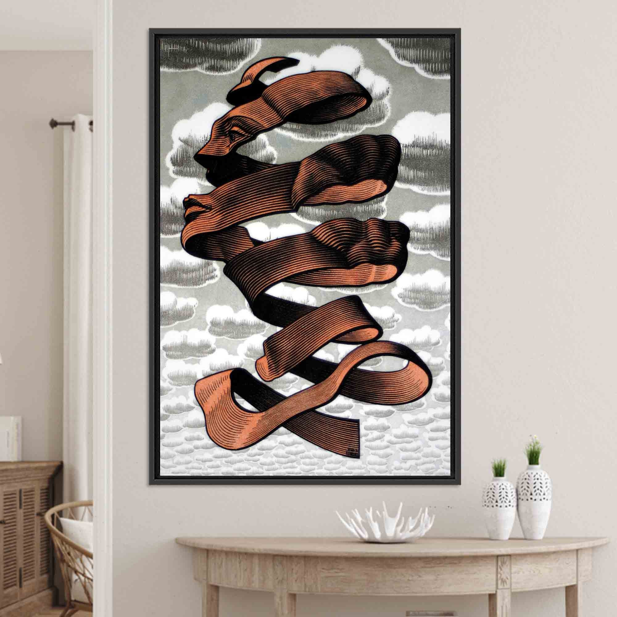 Modern Canvas Print, Abstract Face Printed, Rind by MC Escher Glass ...