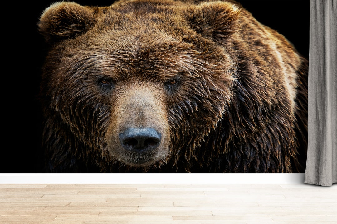 Brown Bear Paper Art, 3D Wall Mural, Farmhouse Wall Painting, Brown ...