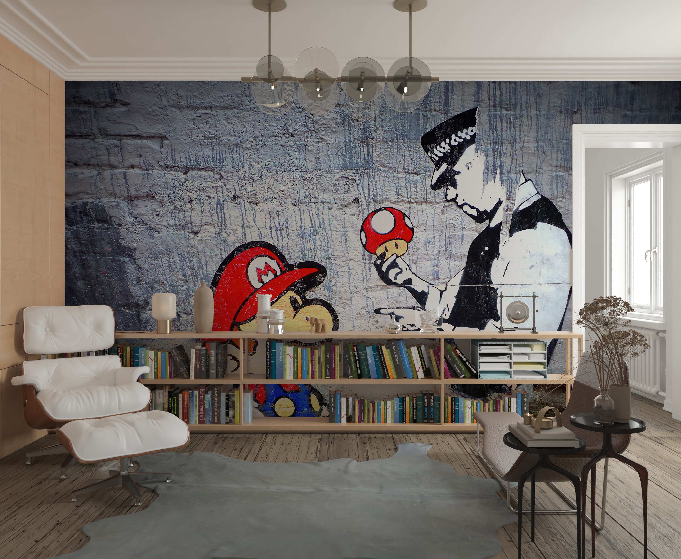 Mario Graffiti Wallpaper: Banksy Style Gaming Room Mural - Etsy