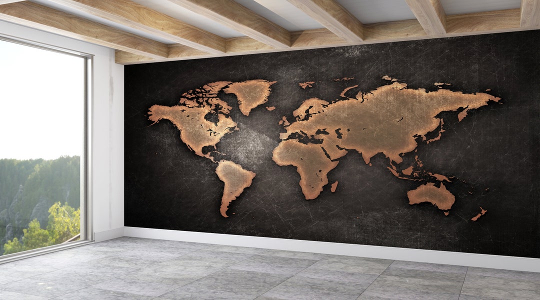 Abstract World Map Digital Paper, Wall Decals Murals, Office Wall ...