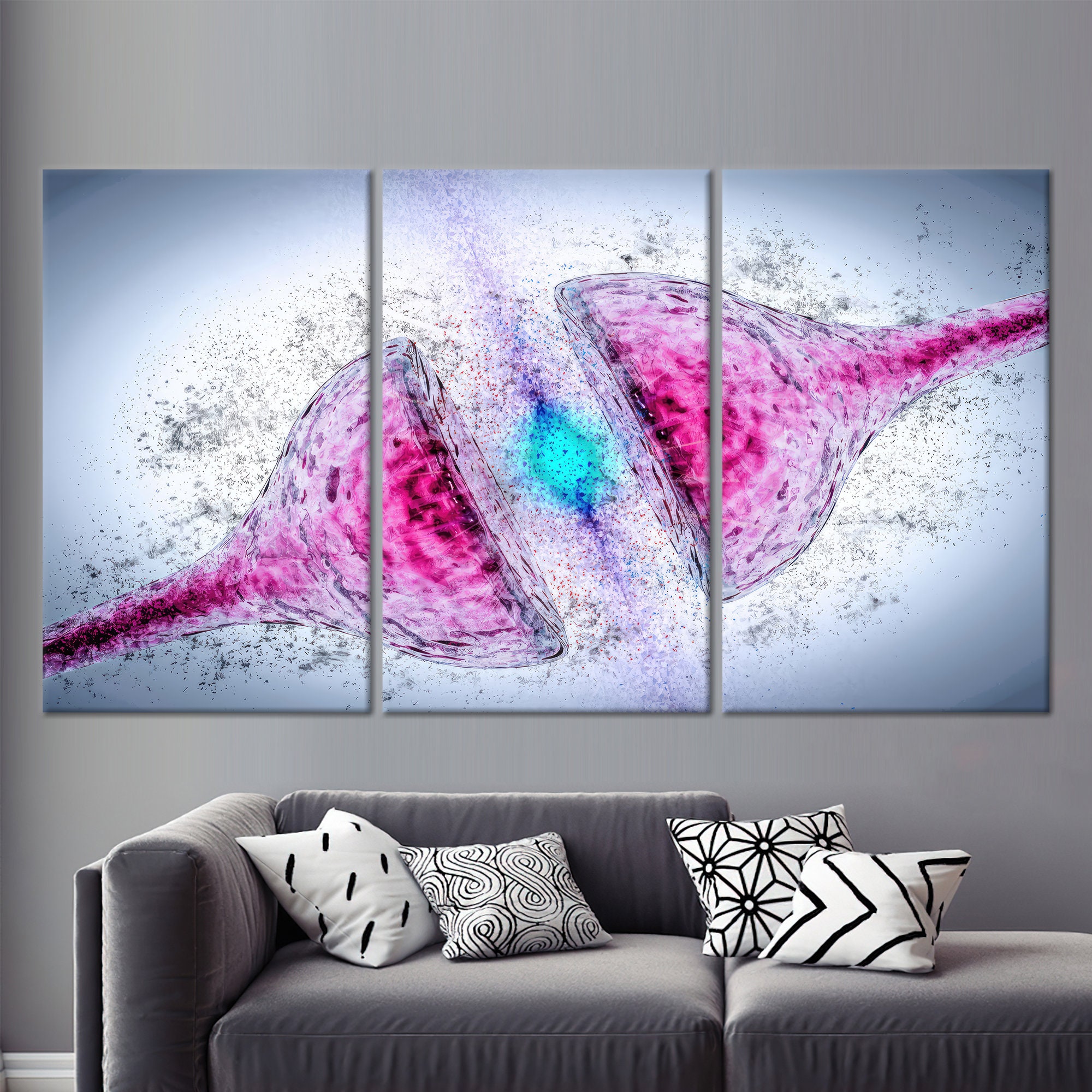 Science Wall Art Decor, Synapses Cortical Neurons Medical Glass ...
