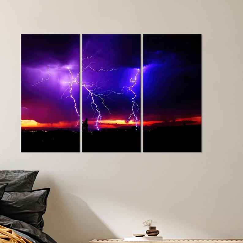 Colorful Sky Tempered Glass Wall Art: Landscape Lighting Storm - Etsy