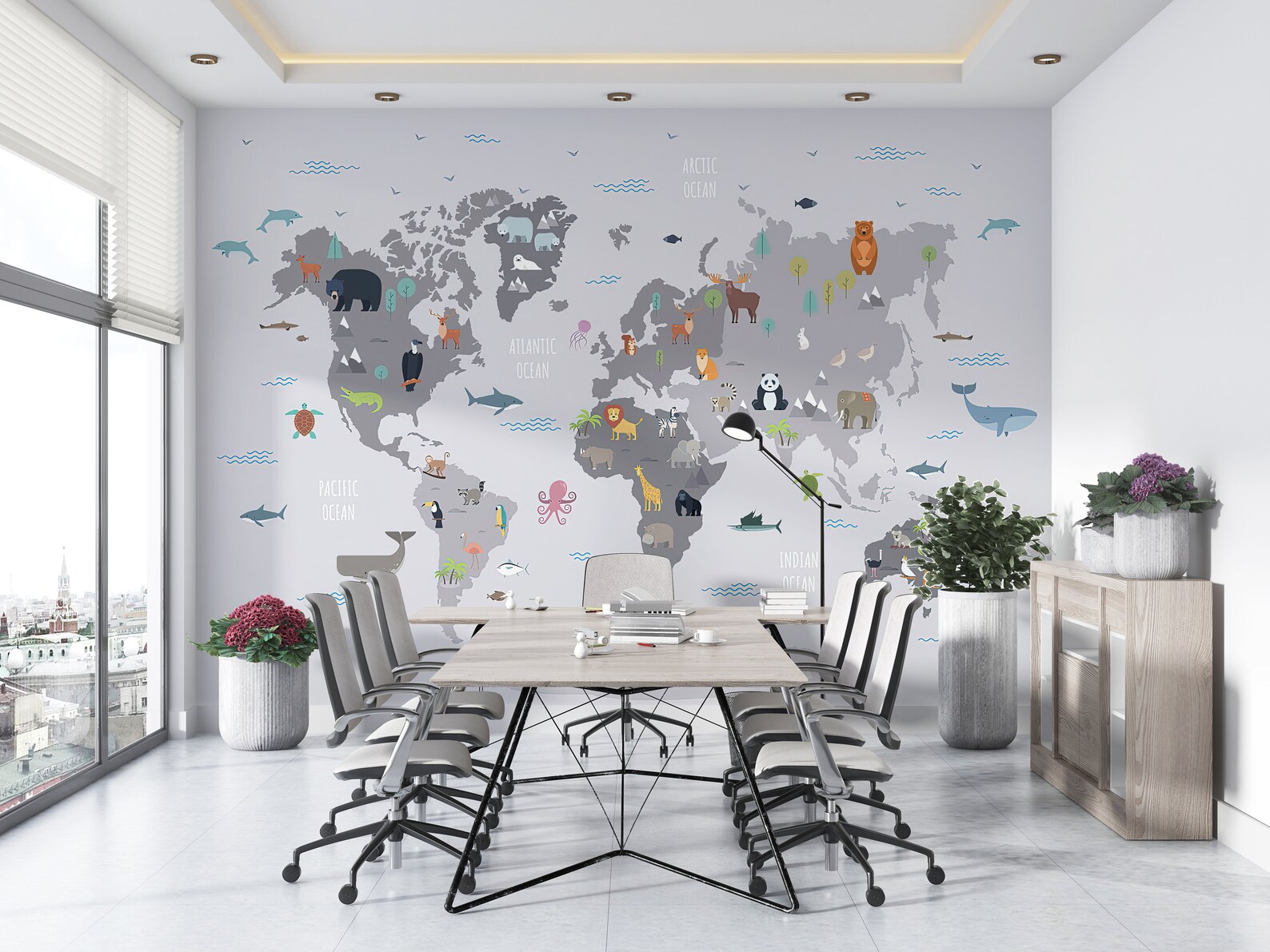 Educational Paper Craft World Map With Animals Mural Kids - Etsy